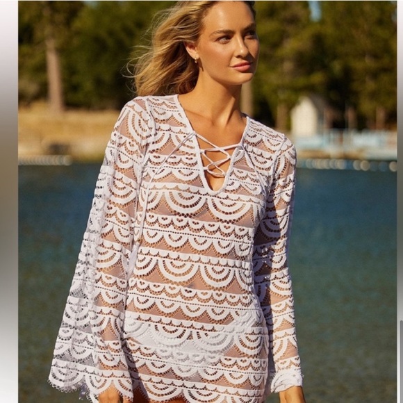 PQ Swim | Swim | Pq Swim Noah White Water Lily Sheer Scalloped Lace ...